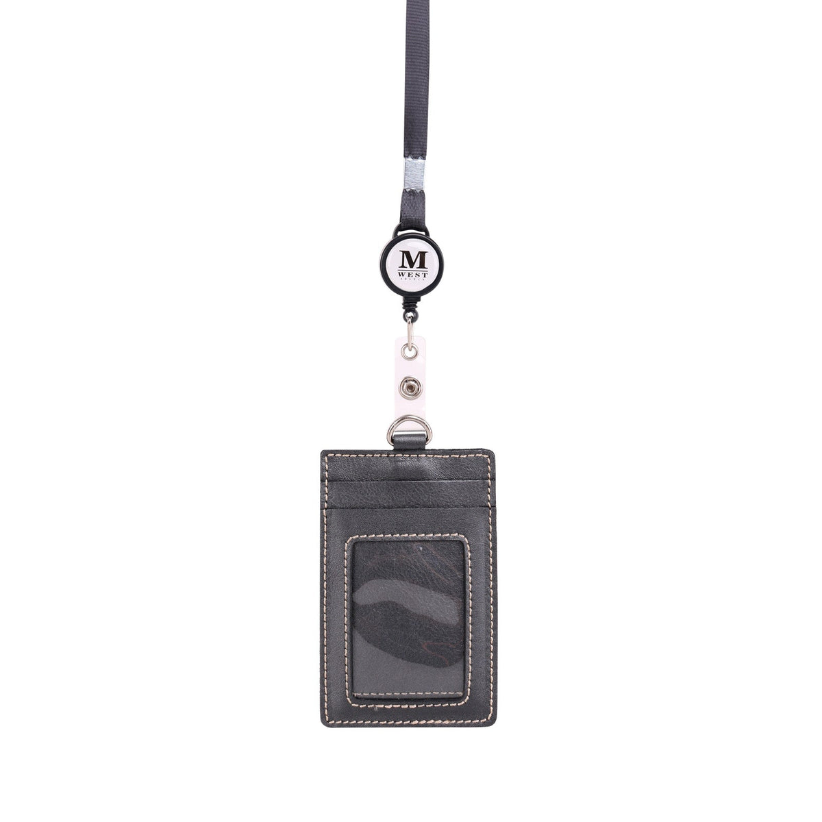 Real Leather Retractable ID Card Holder Reel Badge with Lanyard (6 Col ...